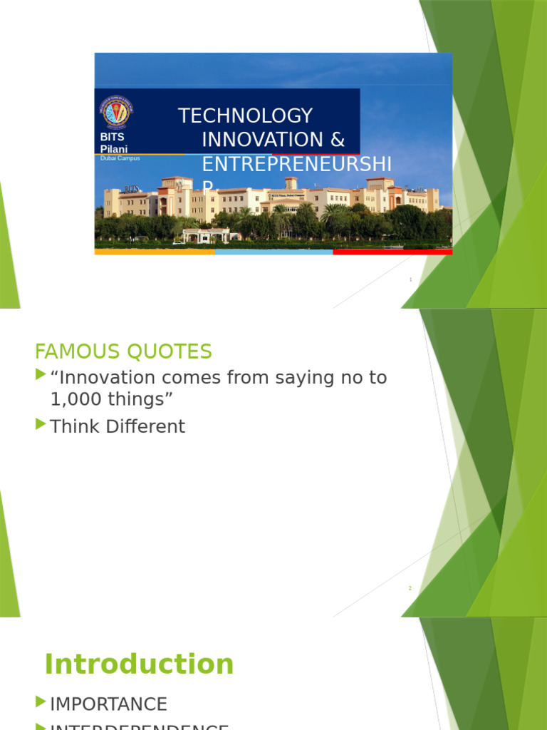 TECHNOLOGY INNOVATION ENTREPRENEUR | PDF