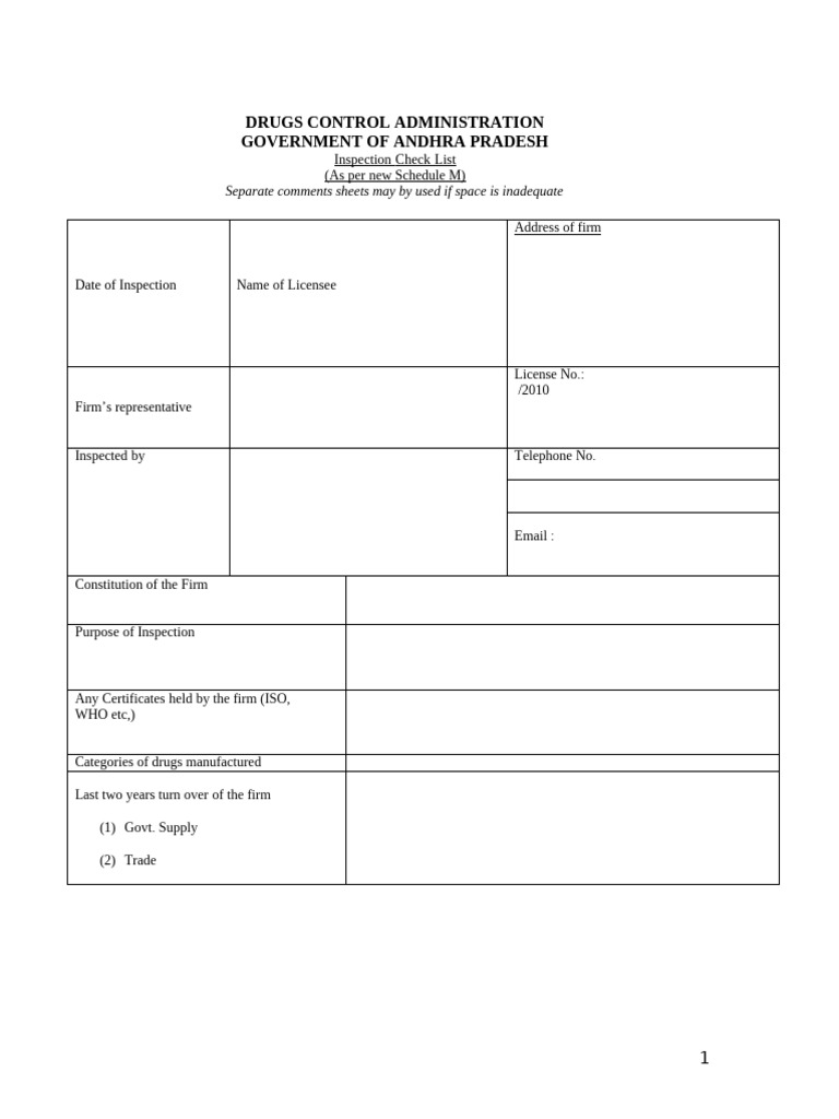 Sch-M Inspection Checklist AP | PDF