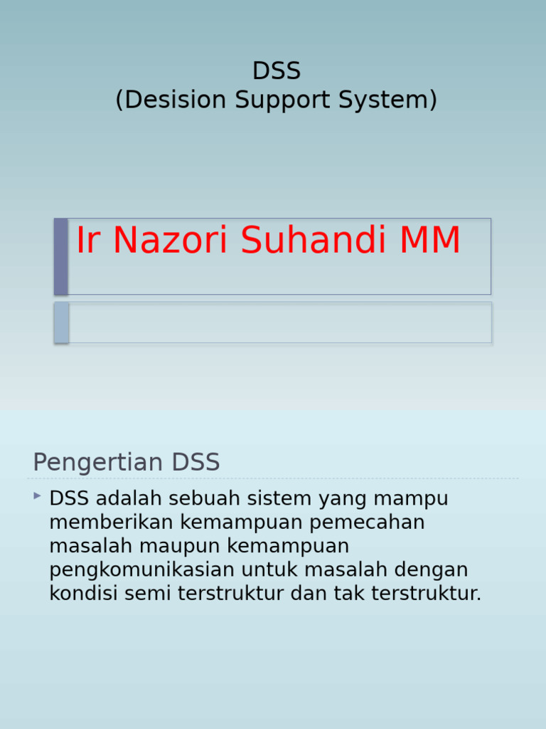 Materi Decition Suppot System DSS | PDF