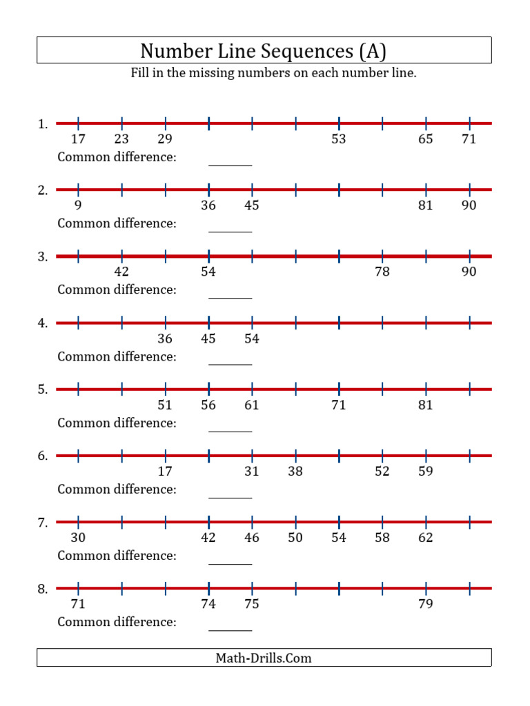 Number Lines Missing Numbers Max 100 Increasing All | PDF