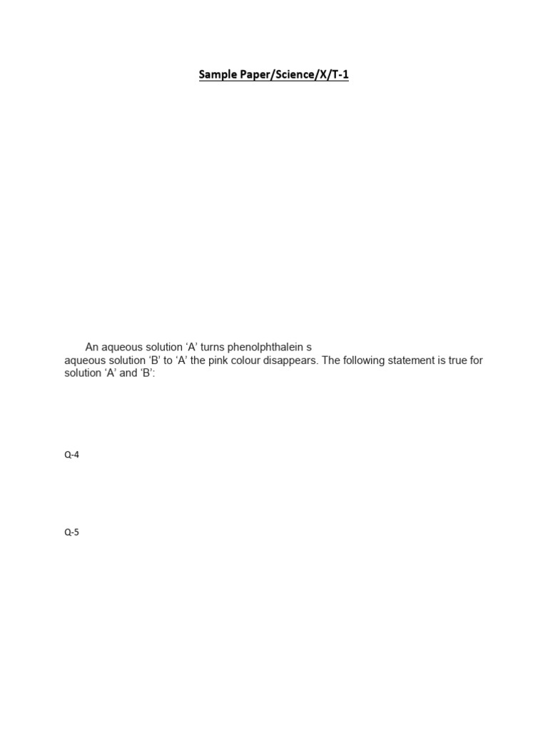 Science sample paper class 10 Term 1 | PDF