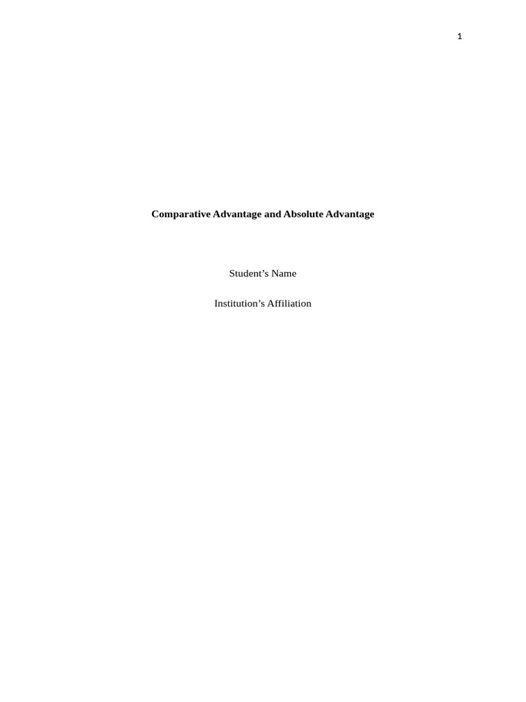 Comparative Advantage and Absolute Advantage | PDF