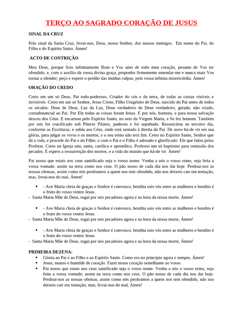 Melhor Terço Ao Sagrado Coração de Jusus | PDF