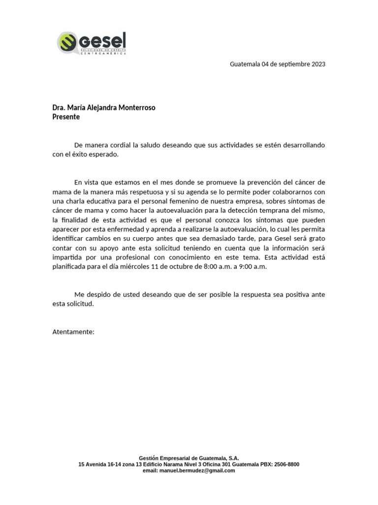 Solicitud para Charla | PDF | Salud y bienestar