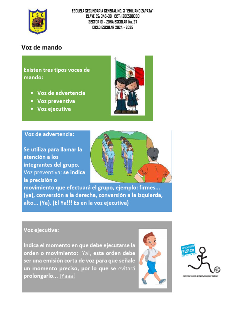 Tipos de Voces de Mando en Educación Física | PDF