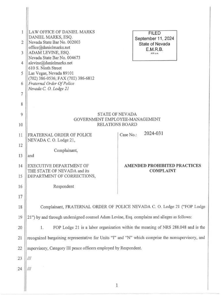 FOP - Amended Prohibited Practices Complaint | PDF