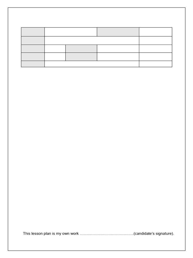 TKT Practical Lesson Plan Template | PDF