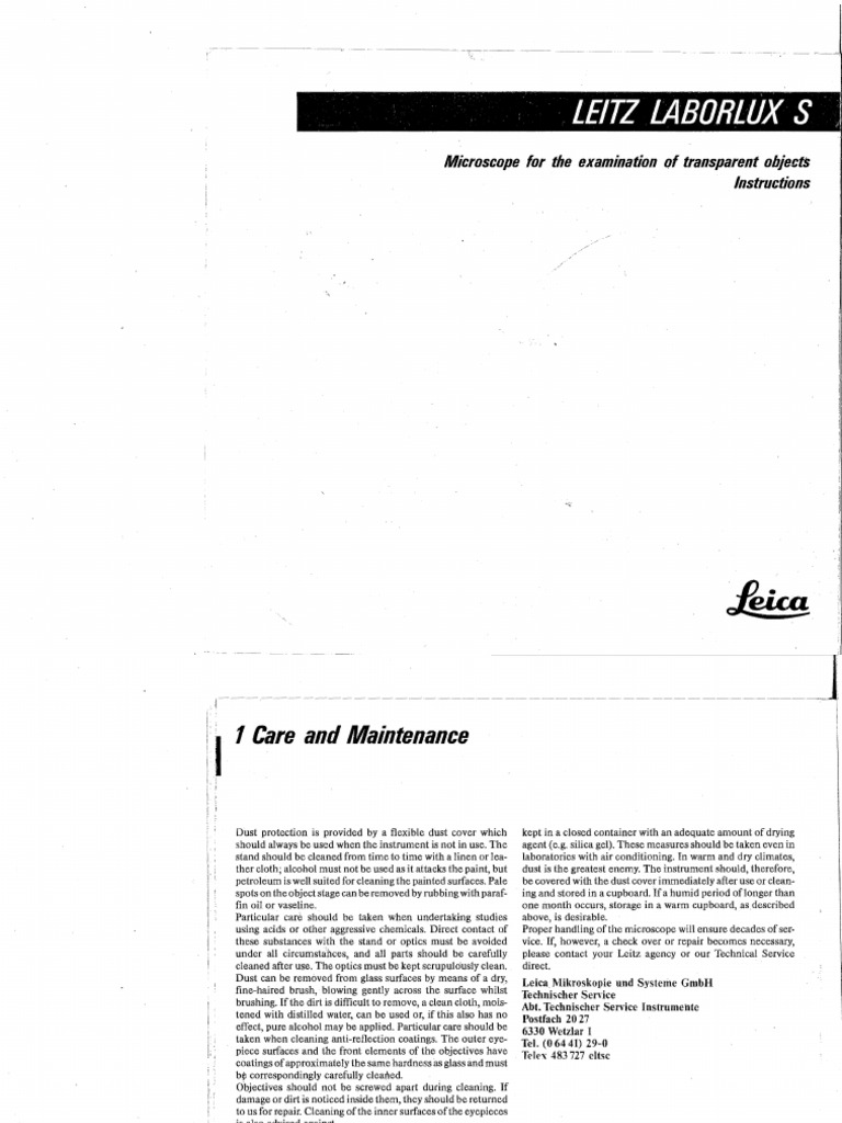 Leitz Laborlux S Microscope | PDF