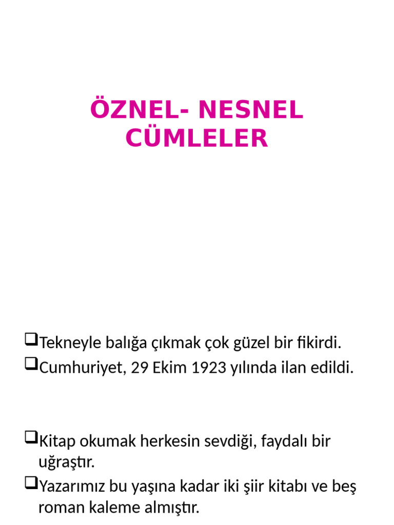 Öznel - Nesnel Cümleler | PDF