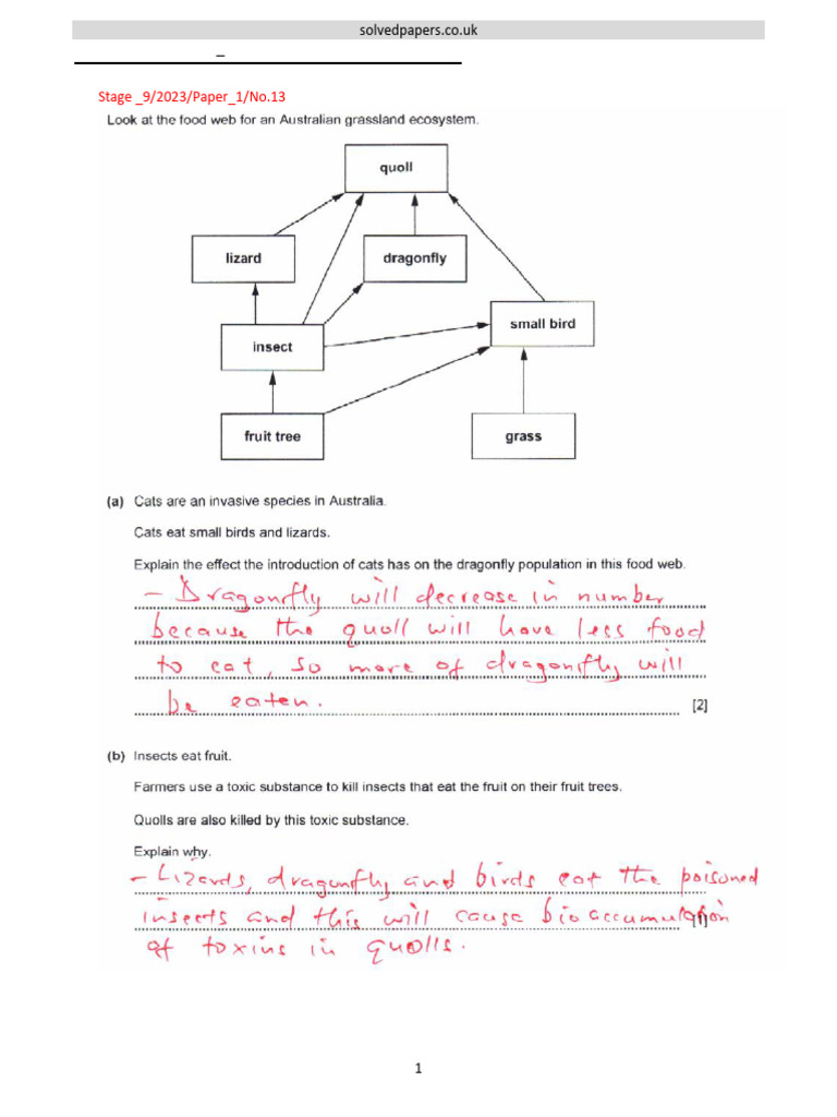 2023 22 Ecosystem Habitats Checkpoint - Sec - 1 - Progression Stage 8 - Solved | PDF