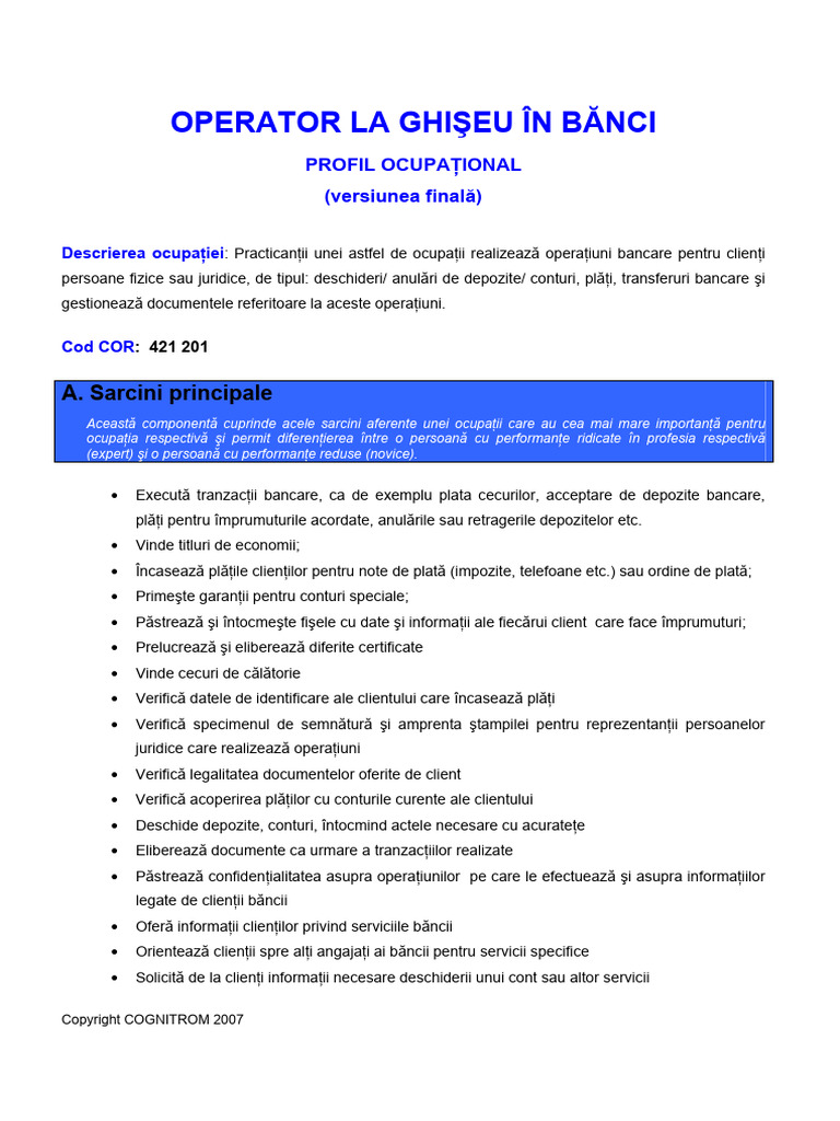 Operator Ghiseu Banci | PDF