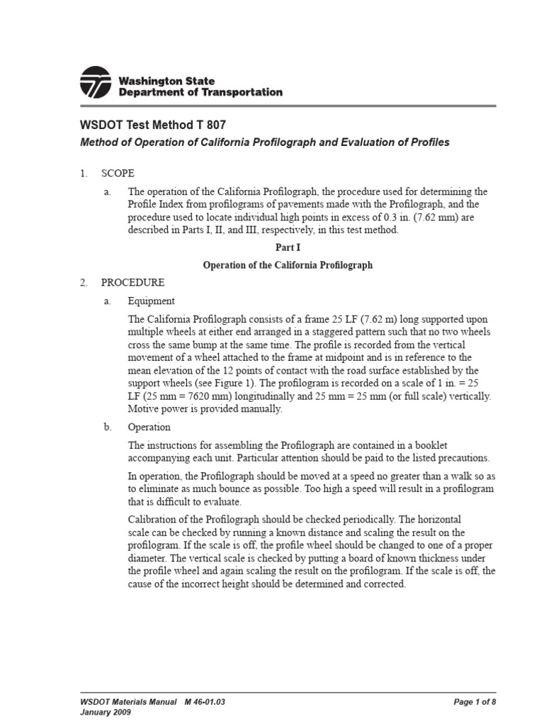 WSDOT Method For CA Profilograph | PDF