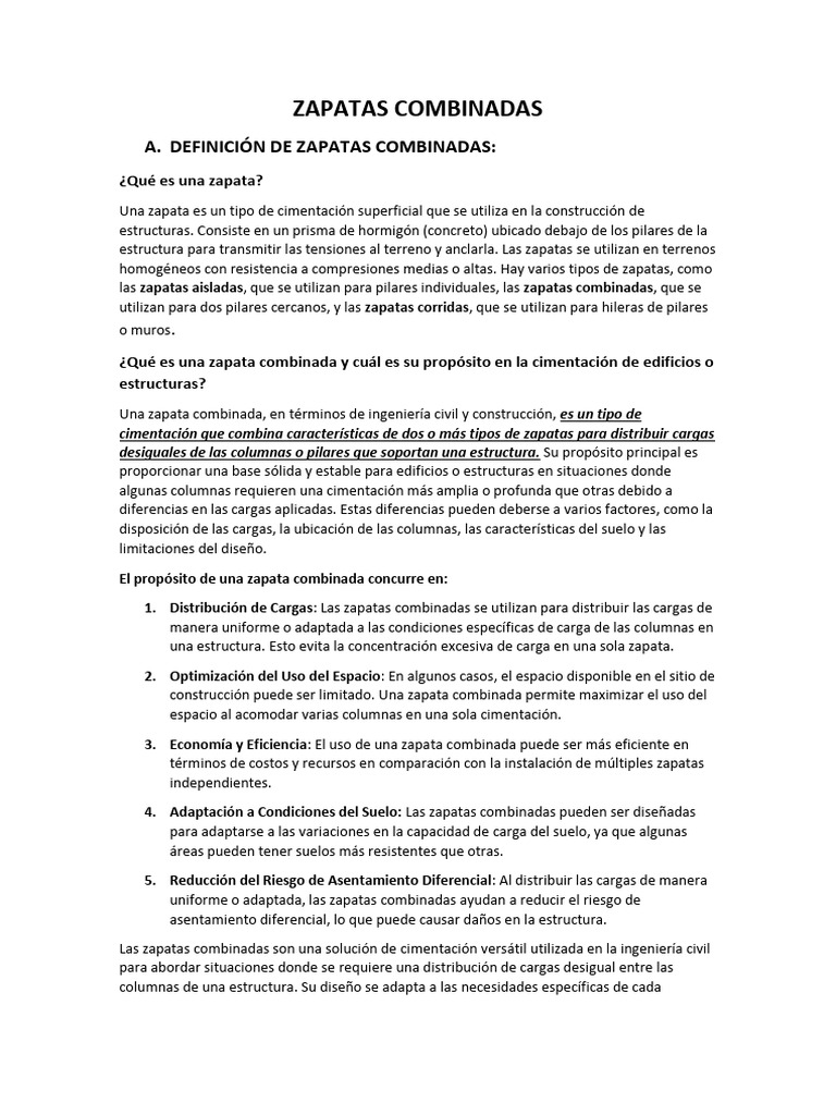 ZAPATAS COMBINADAS Trabajo COMPLETO | PDF