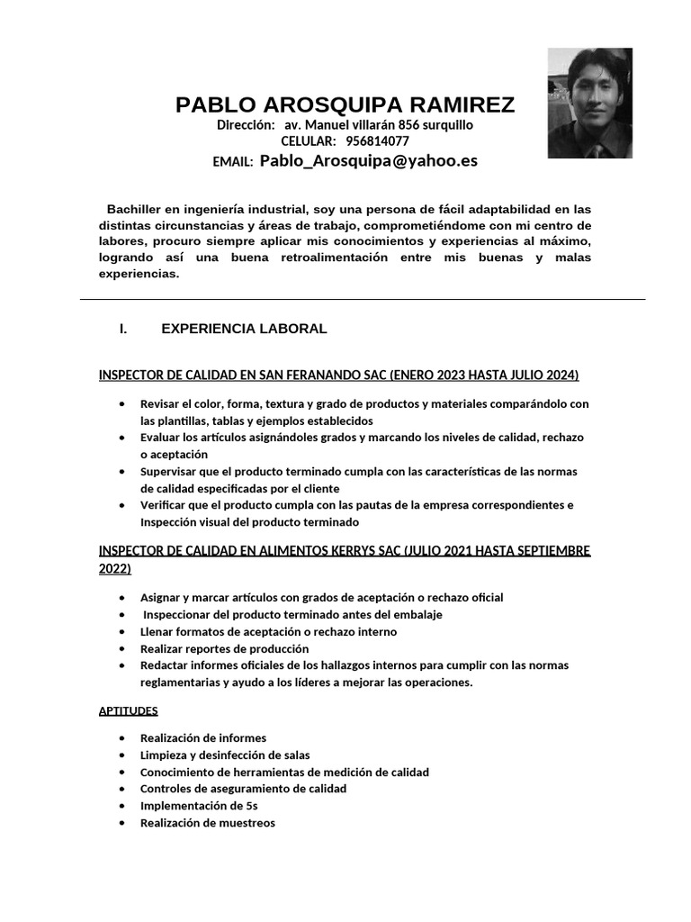 CV_PABLO AROSQUIPA RAMIREZ | PDF