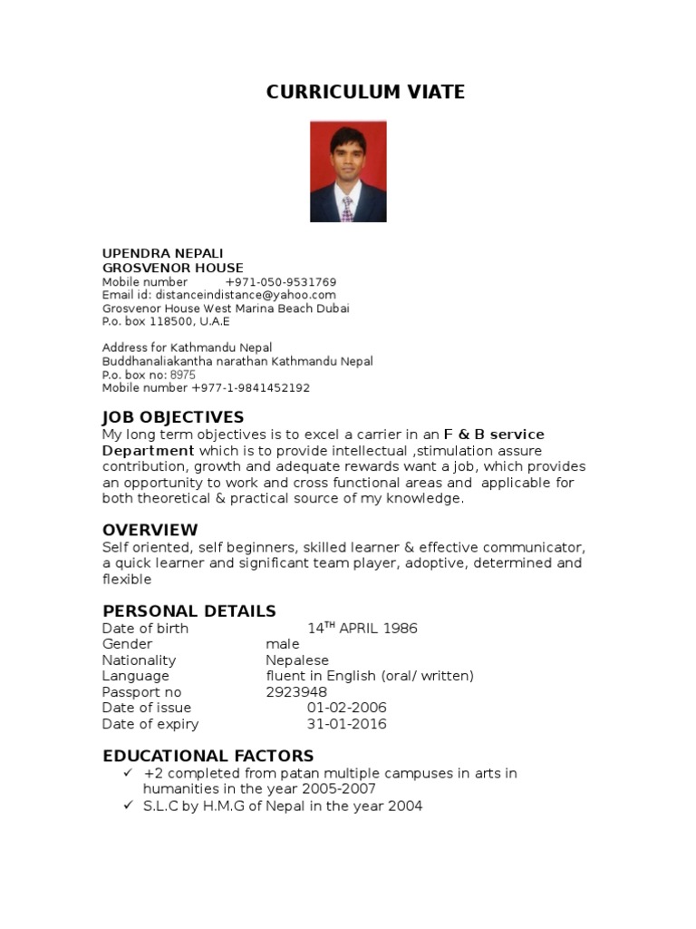Upendra CV (1) (1) . | PDF | Nepal | Behavior Modification