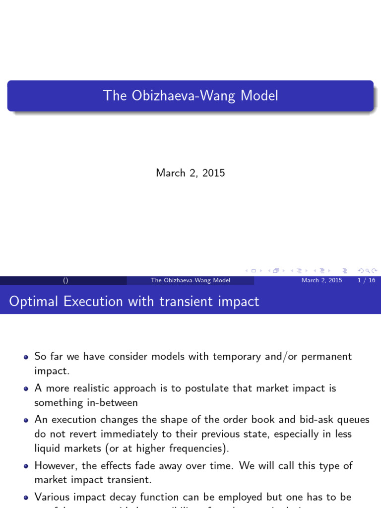 LectureNotes ObizhaevaWangModel | PDF