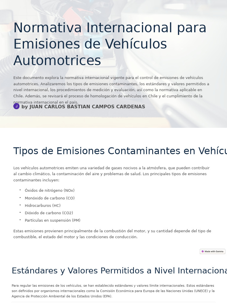 Normativa Internacional para Emisiones de Vehiculos Automotrices | PDF