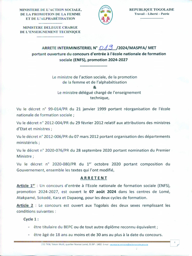 Concours ENFS - 2024 | PDF