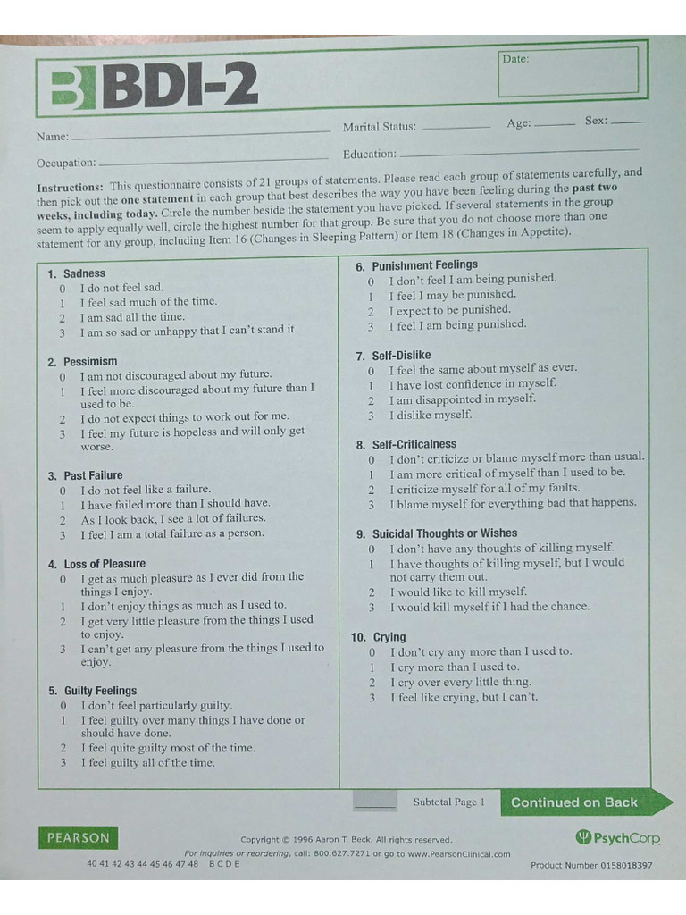 BDI-II | PDF