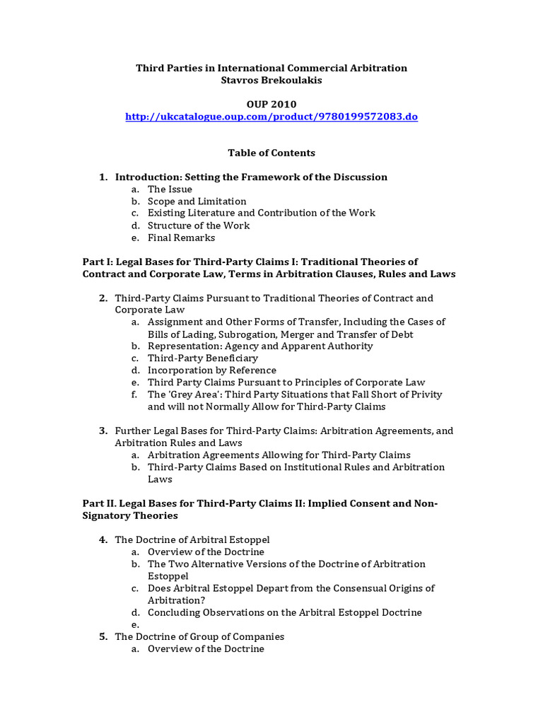Third Parties in International Commercia | PDF