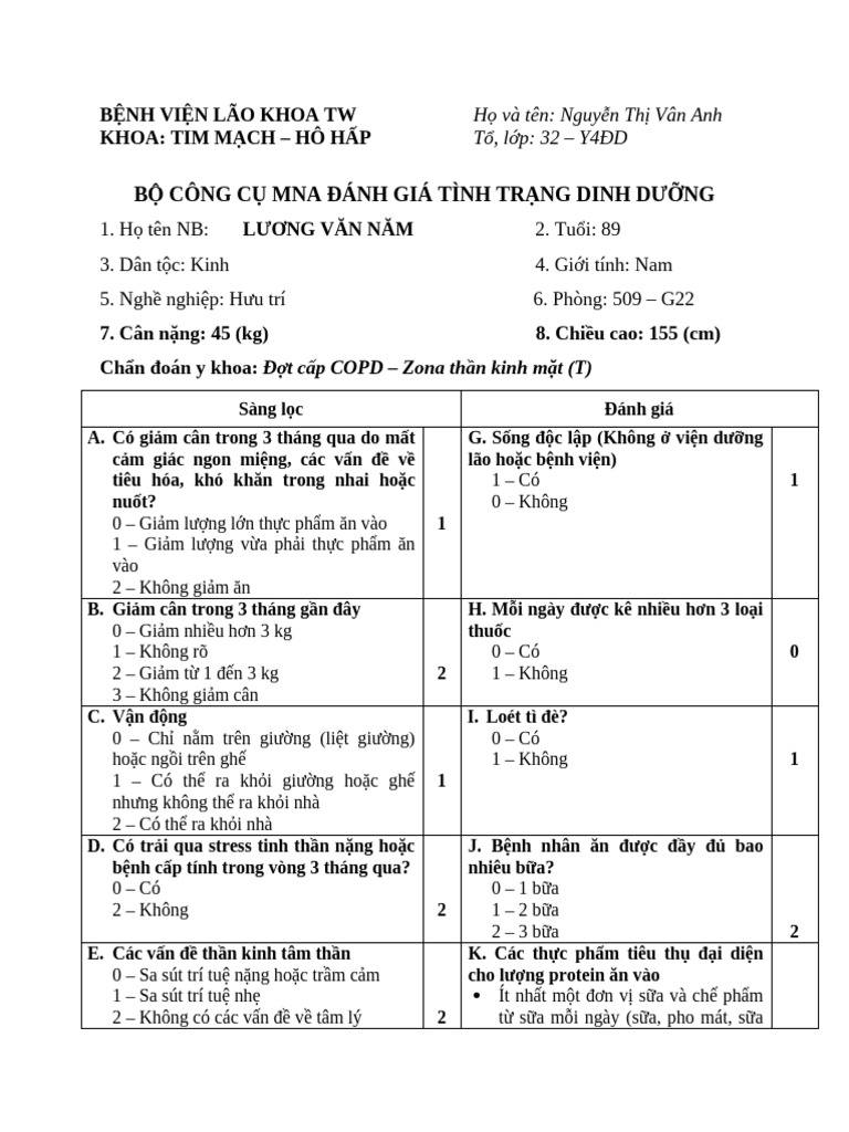B Công C Mna Đánh Giá Tình TR NG Dinh Dư NG | PDF