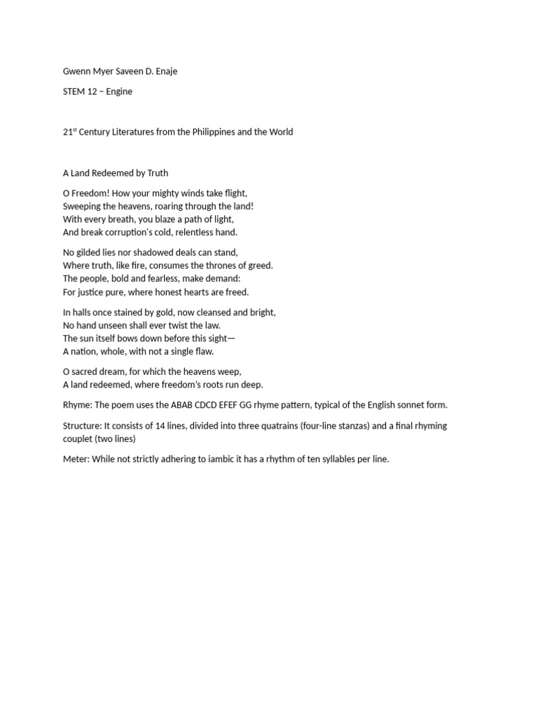 21st Century Sonnet Sample | PDF