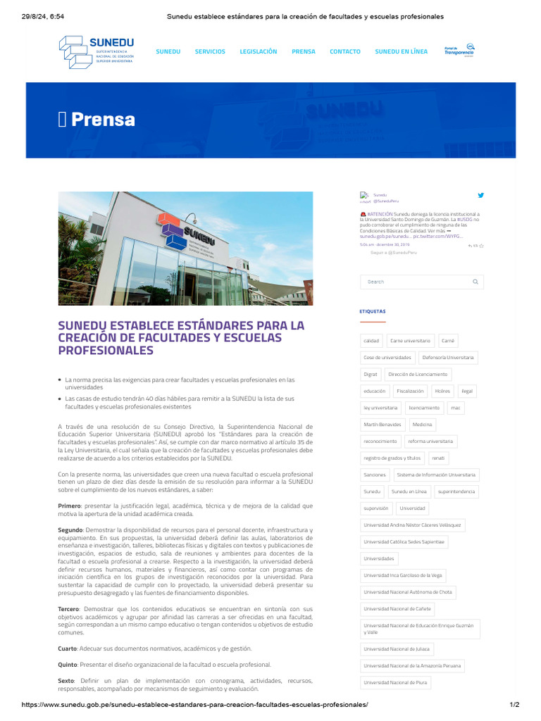 Ley Univ #30220 Creacion Facultades y Escuelas Profesionales Res-066 ...