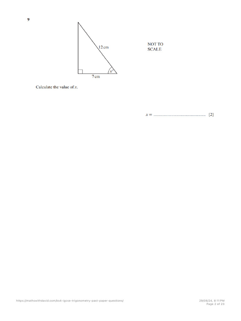 Ks4 Igcse Trigonometry Past Paper Questions Maths With David Pdf