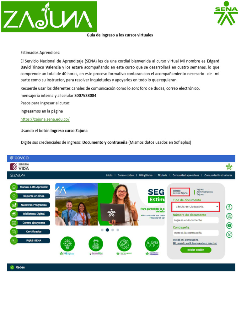 Guia de Ingreso Zajuna | PDF