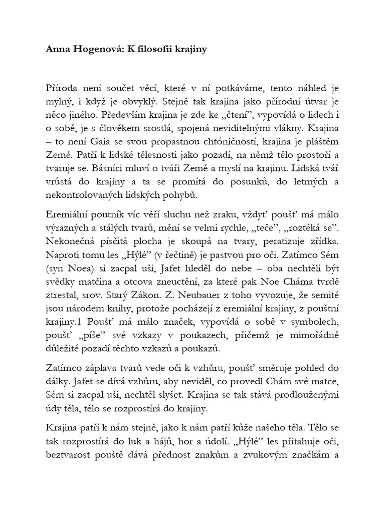 Anna Hogenová-K Filosofii Krajiny | PDF