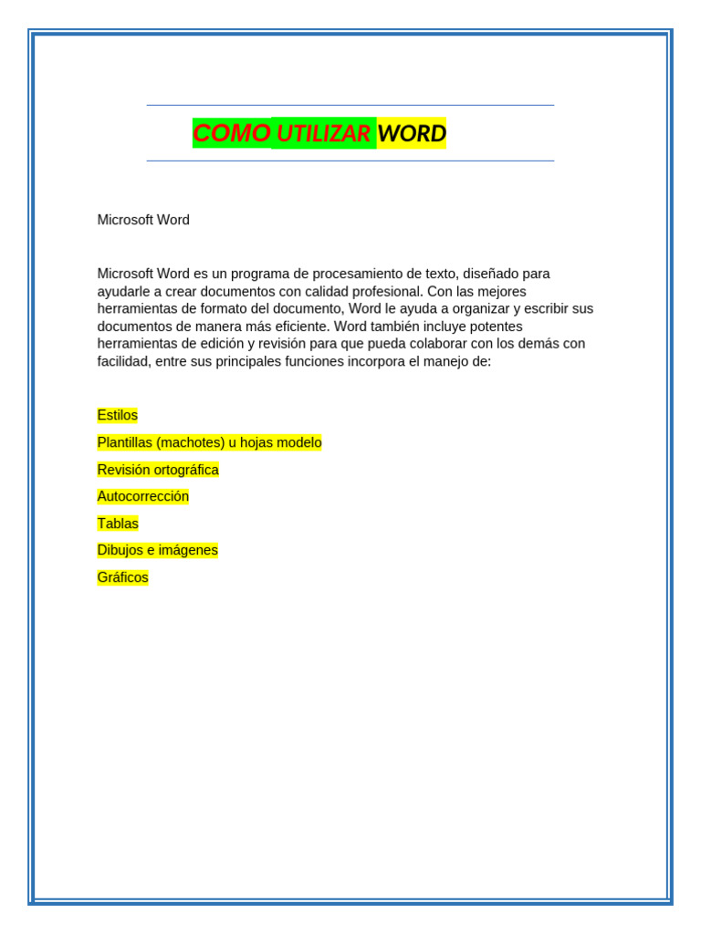 Como Utilizar Word | PDF