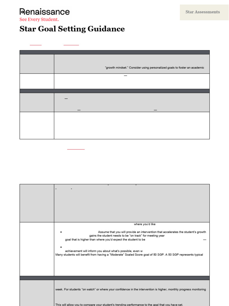 Star Goal Setting Guidance | PDF