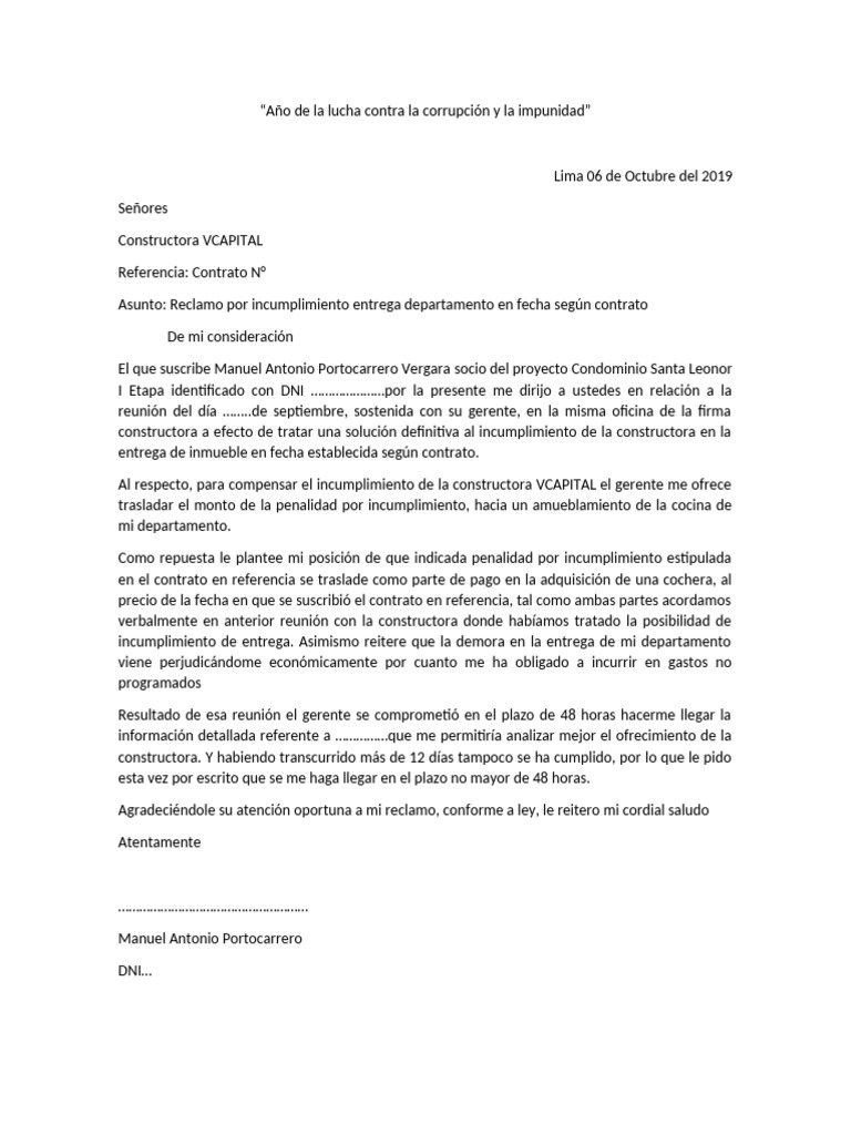 CARTA A CONSTRUCTORA | PDF