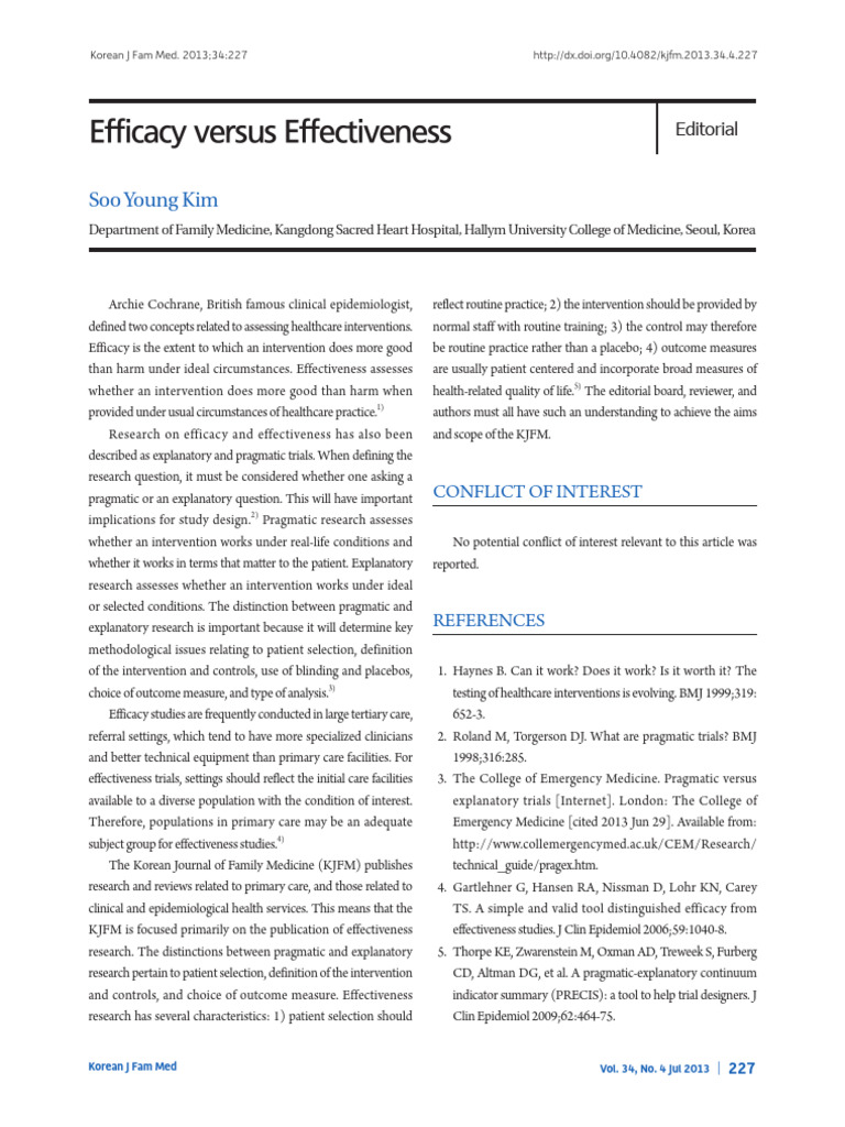 Efficacy Versus Effectiveness | PDF