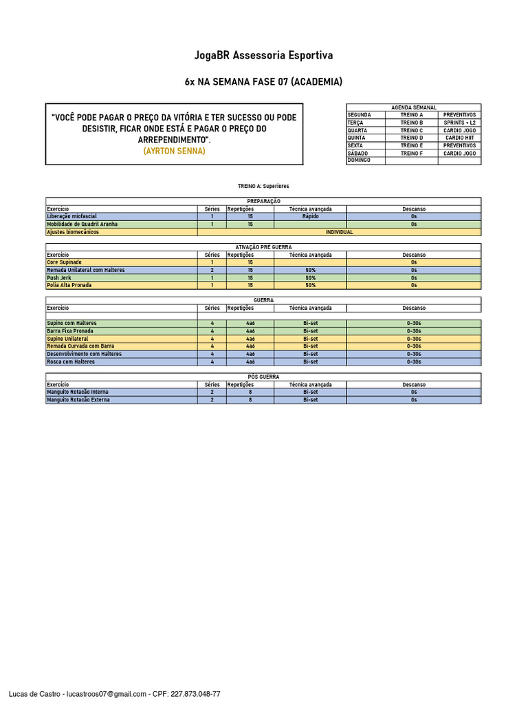 6x Na Semana (Academia) | PDF