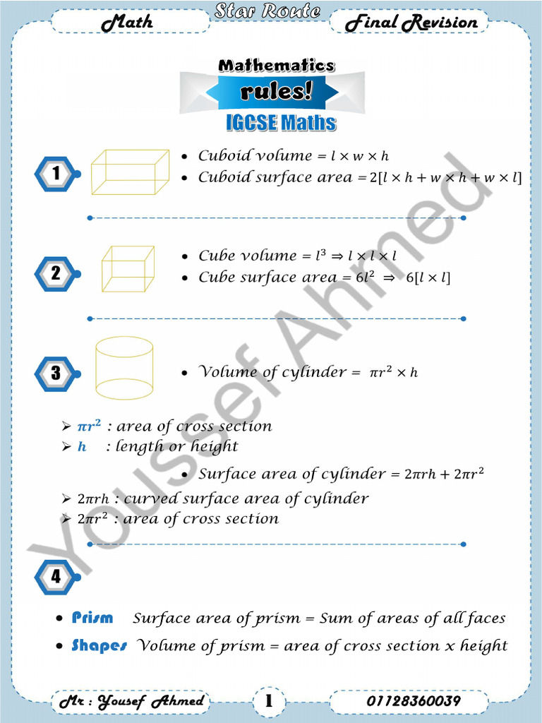 Formulae Sheet Maths Igcse Pdf