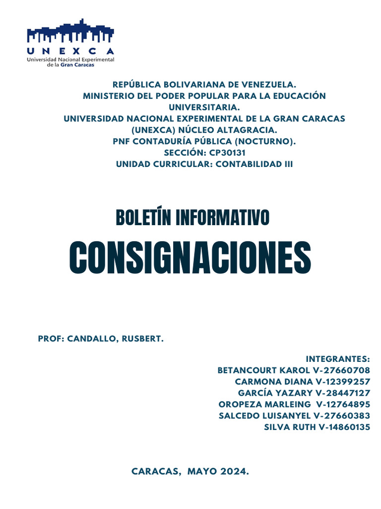 Boletín Informativo CONSIGNACIONES | PDF | Contabilidad | Servicios financieros