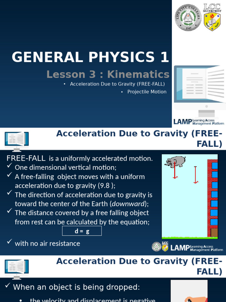 Kinematics Acceleration Due To Free Fall | PDF | Acceleration | Physical Quantities
