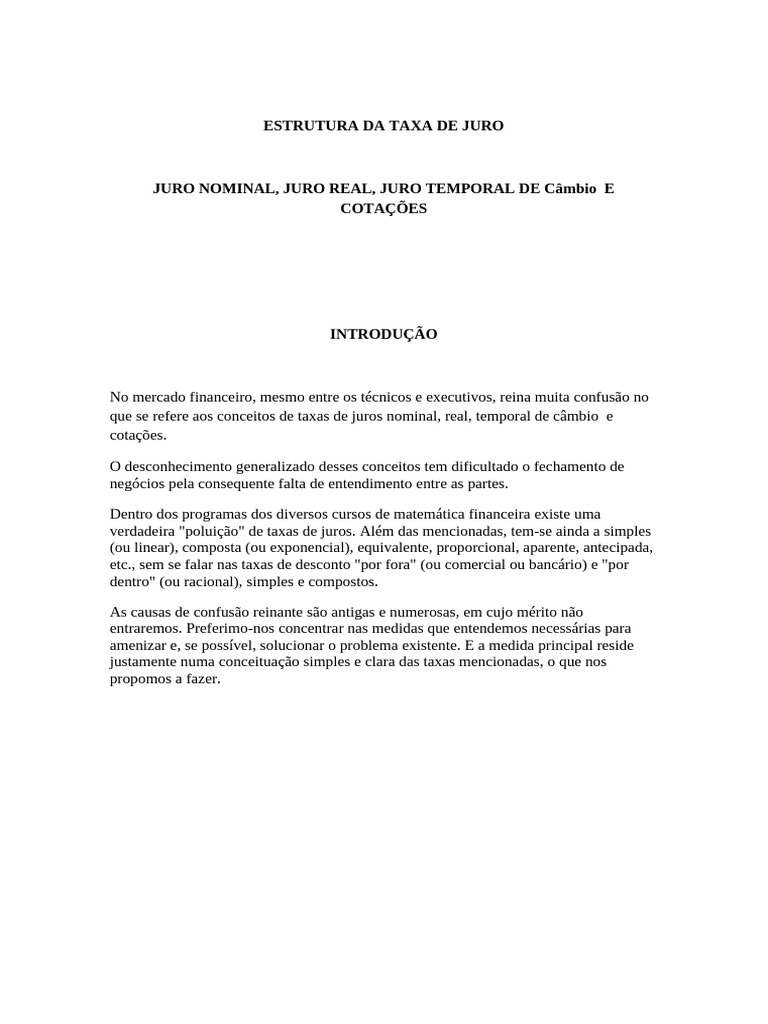 Estrutura Da Taxa de Juro | PDF