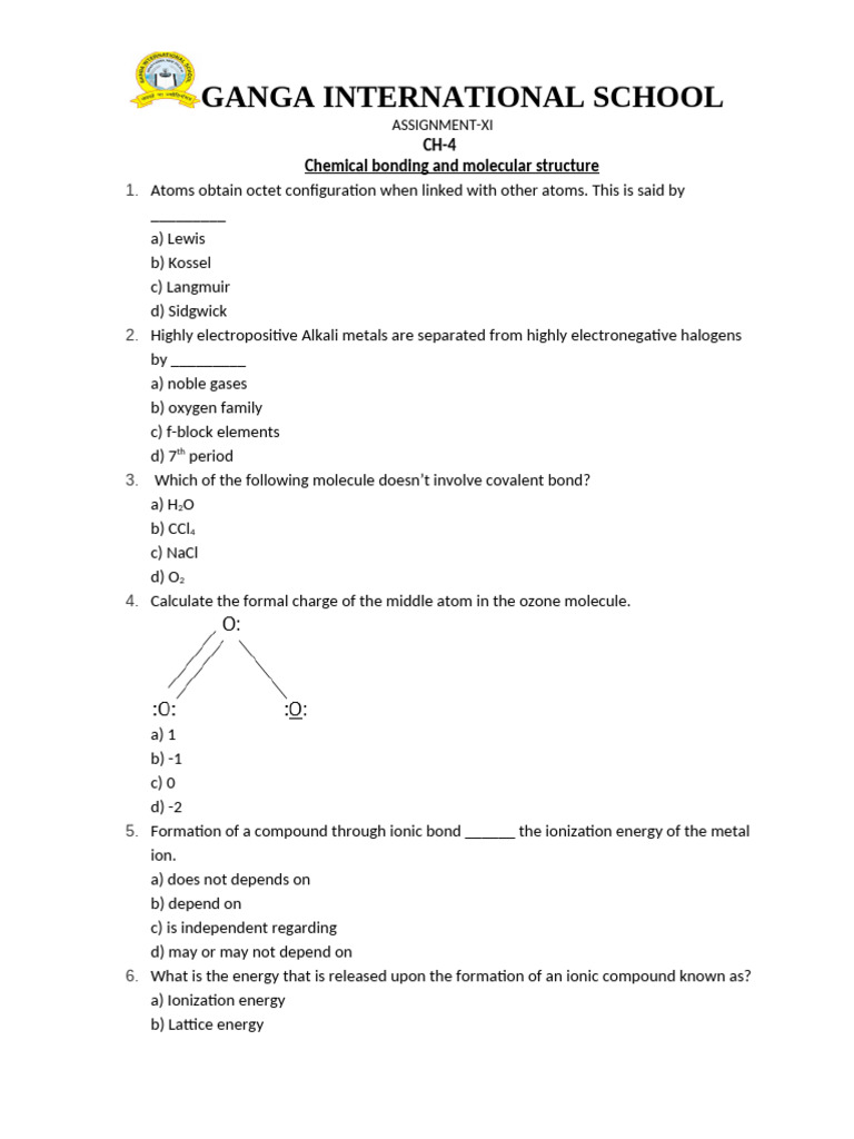 Chemical Bonding & Structure Quiz | PDF | Chemical Bond | Molecules