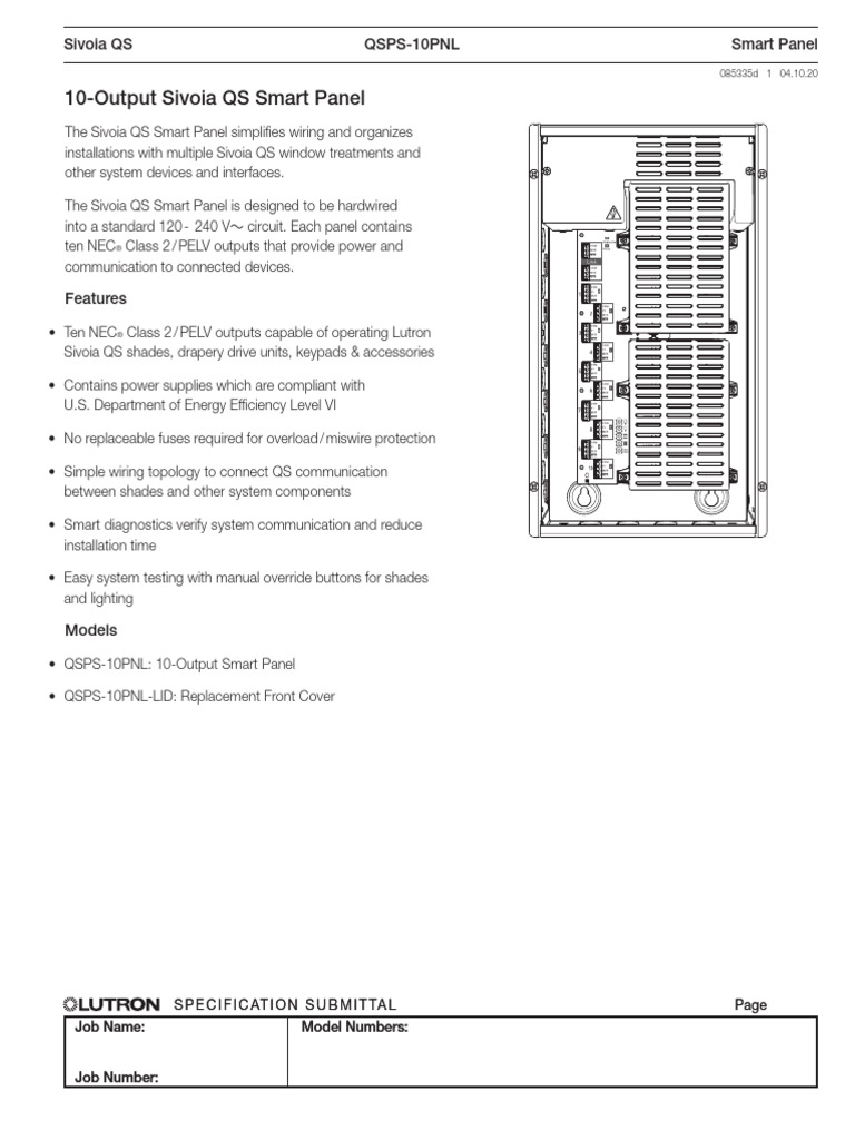 Qsps-10Pnl Smart Panel Sivoia QS | PDF