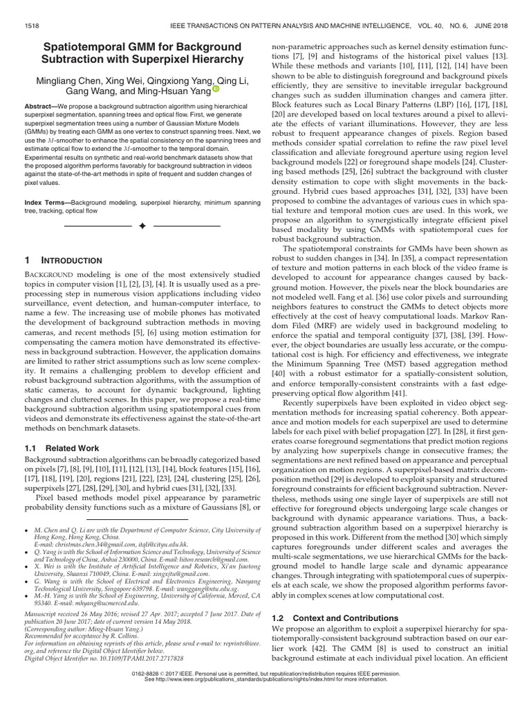 Pami18 Background Subtraction | PDF | Image Segmentation