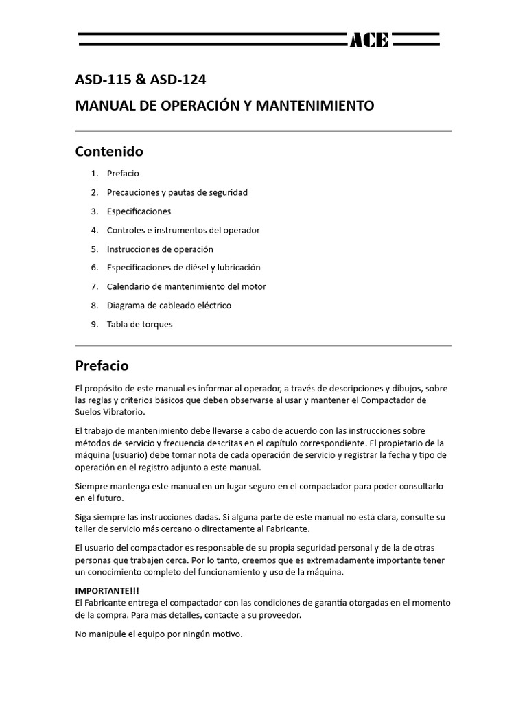 Manual ACE ASD 124 | PDF | Cambiar | Tecnología