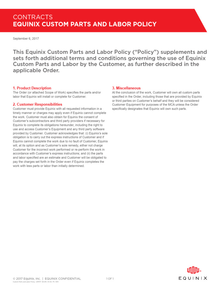 Custom Parts and Labor Policy | PDF