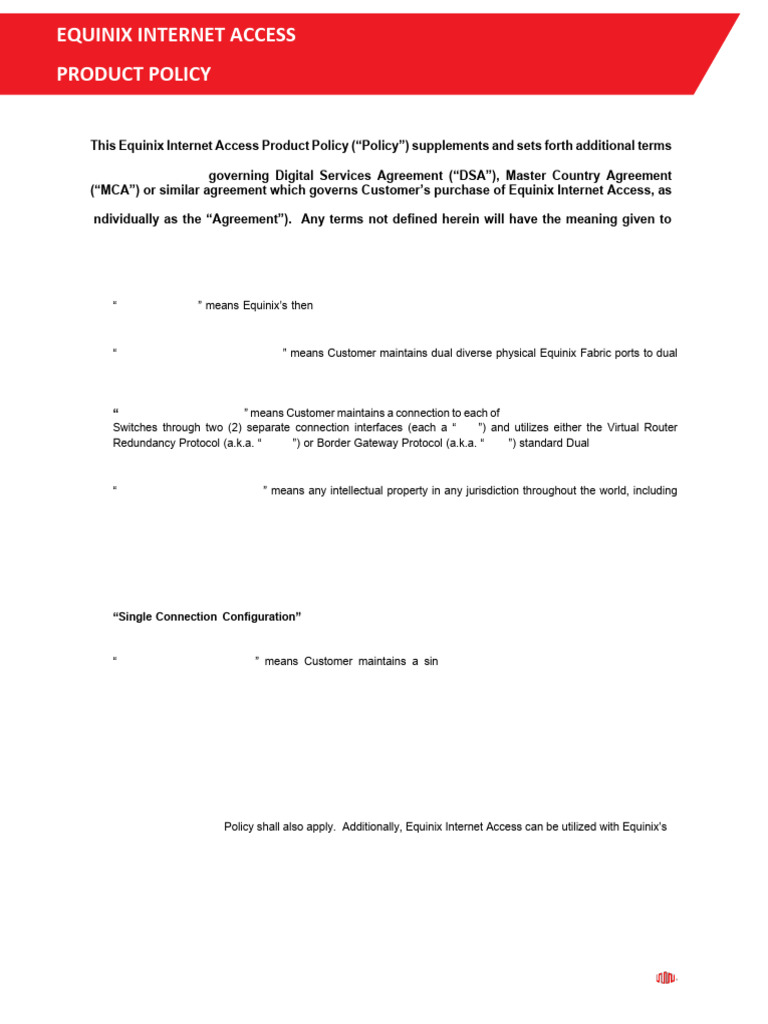 Internet Access Product Policy | PDF
