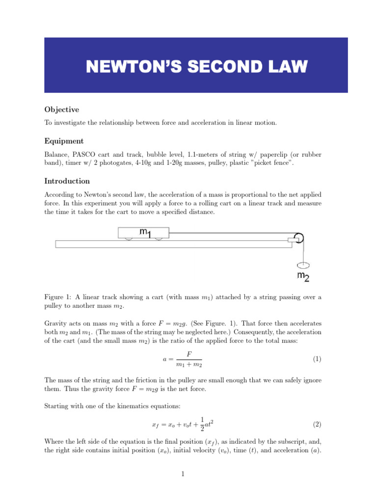 Phys 101 Lab-Newtons Second Law-F2021 | PDF