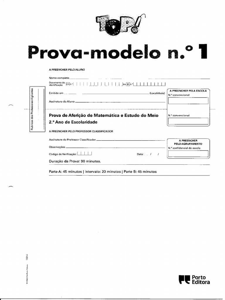 Prova Modelo 1 - 2º Ano | PDF