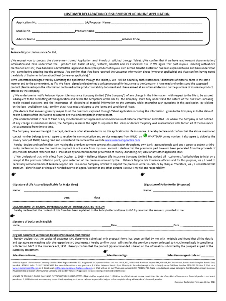 customer-declaration-form_ver-18_july-2024 | PDF