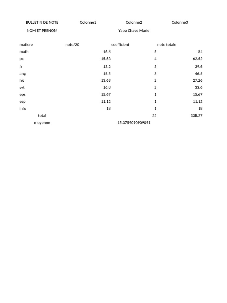 Moy 3 Trimestre Seconde C | PDF