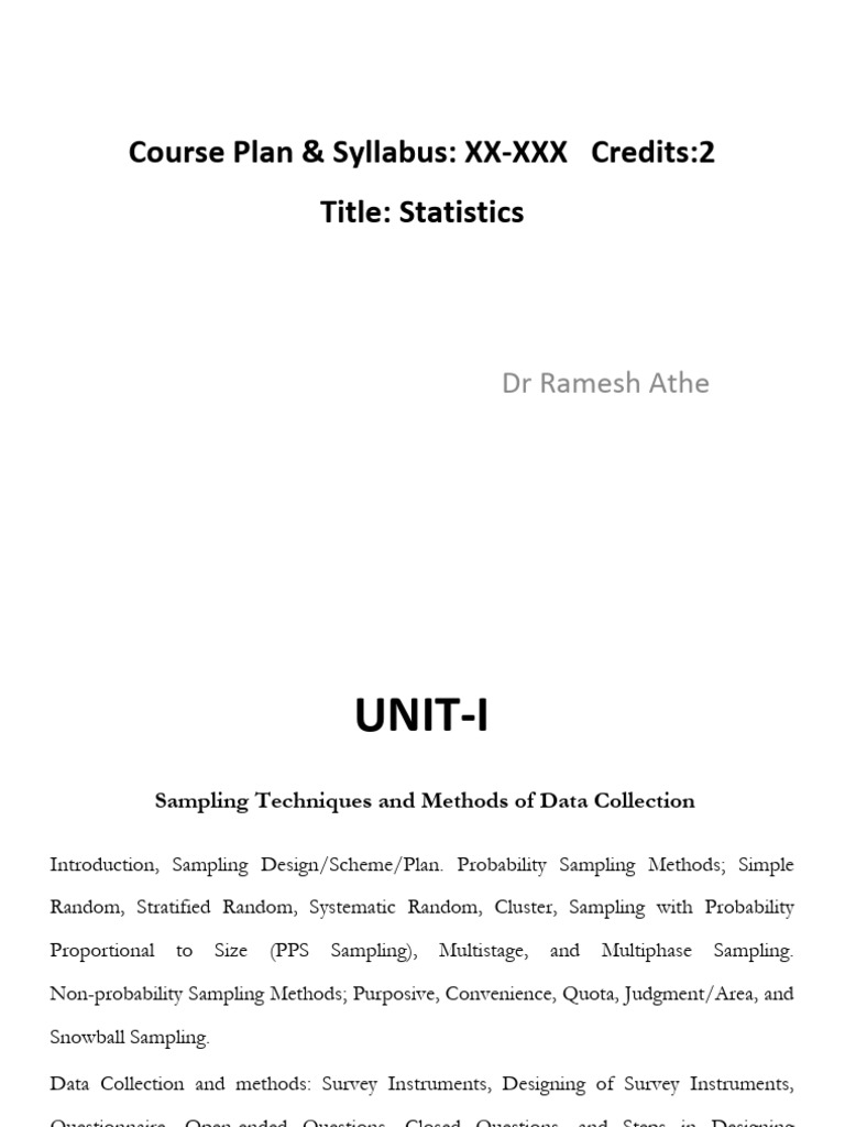 Statistics Syllabus | PDF